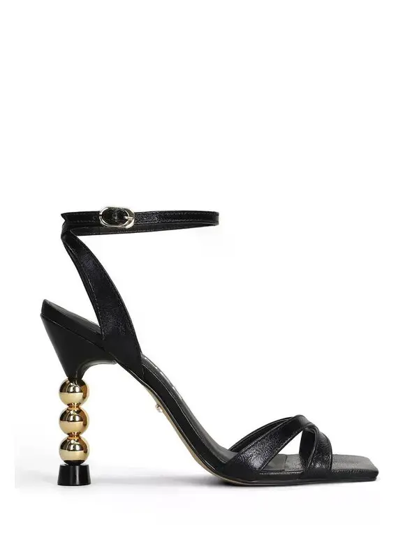 WERNER Beaded-heel Crossover-strap Sandals - Black