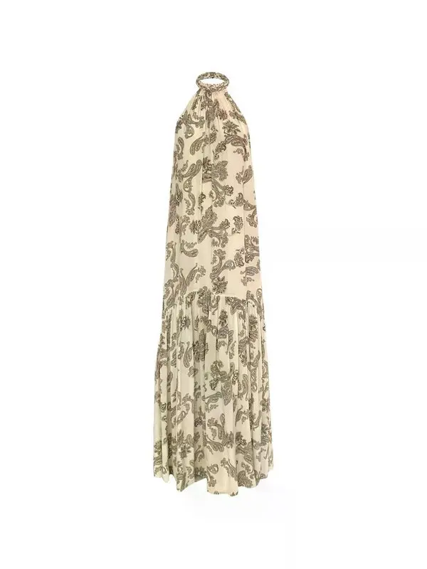Hemant & Nandita Paisley-print Halterneck Maxi Dress - Neutrals