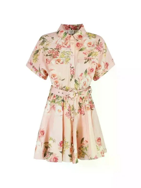 Hemant & Nandita Floral-print Belted Dress - Pink