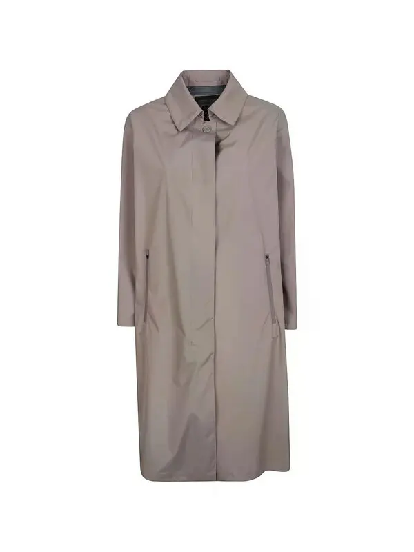 Herno Concealed-fastening Pleated Coat - Grey