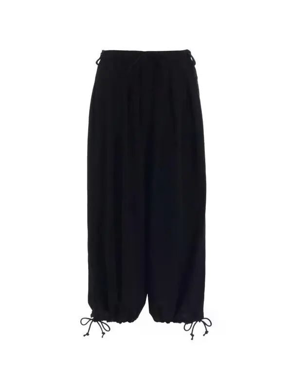Yohji Yamamoto Drawstring-hem Pleated Trousers - Black