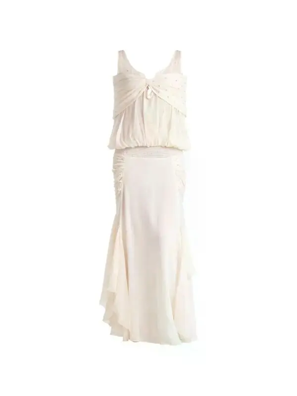 SIEDRES Blair Crystal-embellished Ruched Dress - Neutrals