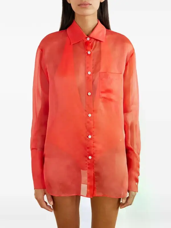 Kiki De Montparnasse Sheer Button-up Shirt - Orange