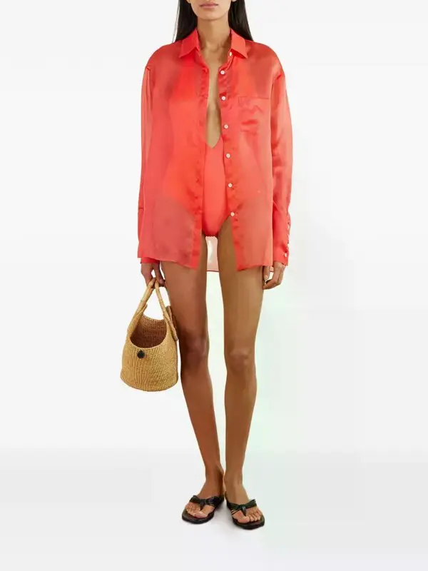 Kiki De Montparnasse Sheer Button-up Shirt - Orange