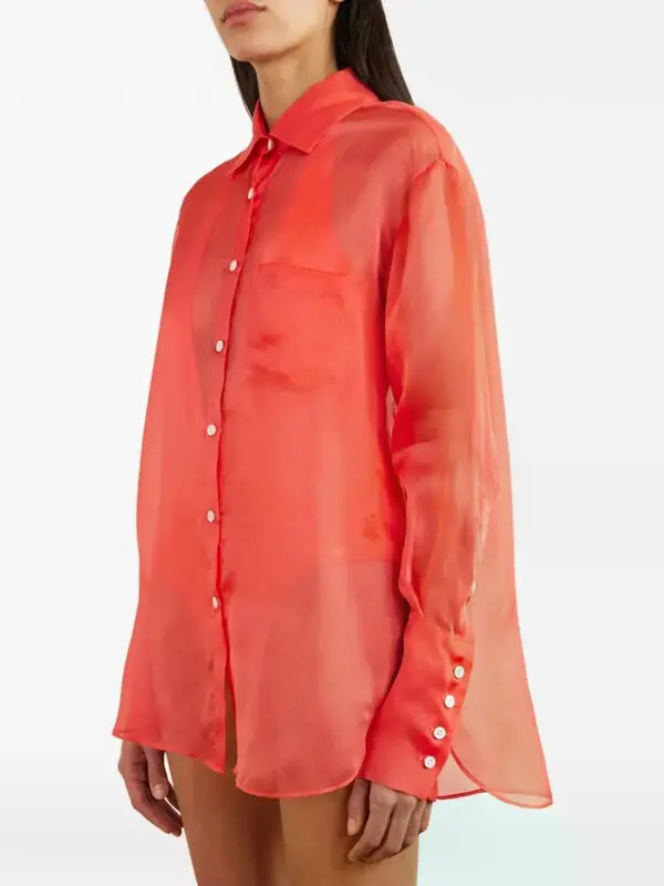Kiki De Montparnasse Sheer Button-up Shirt - Orange