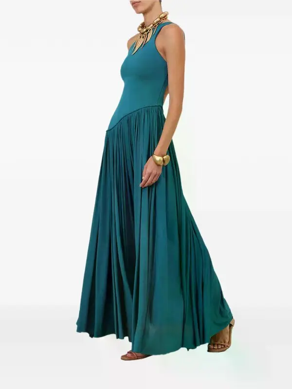 Zimmermann Luna Asymmetrical Pleated Dress - Blue