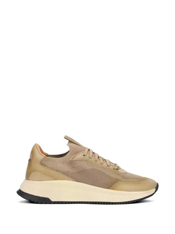 BOSS Slon Mesh-upper Sneakers With Leather Trim - Neutrals