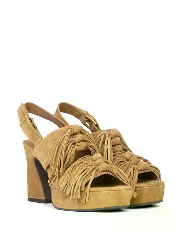 Ash Oprah Fringed Suede Sandals - Neutrals