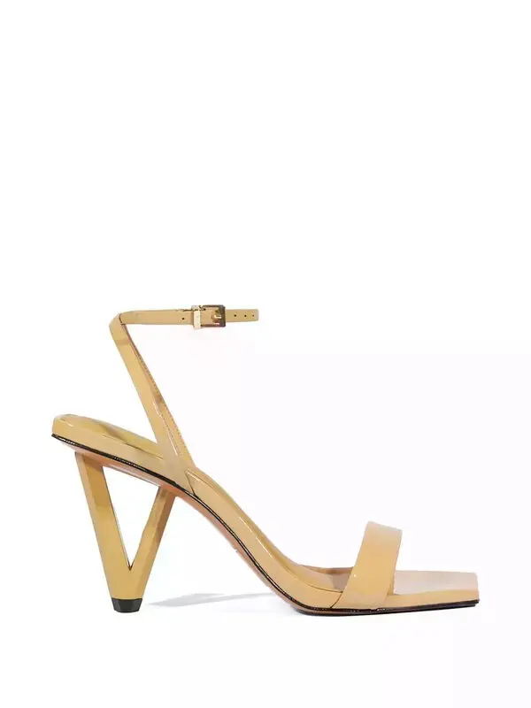 Schutz Patent-finish Sculptural-heel Sandals - Neutrals