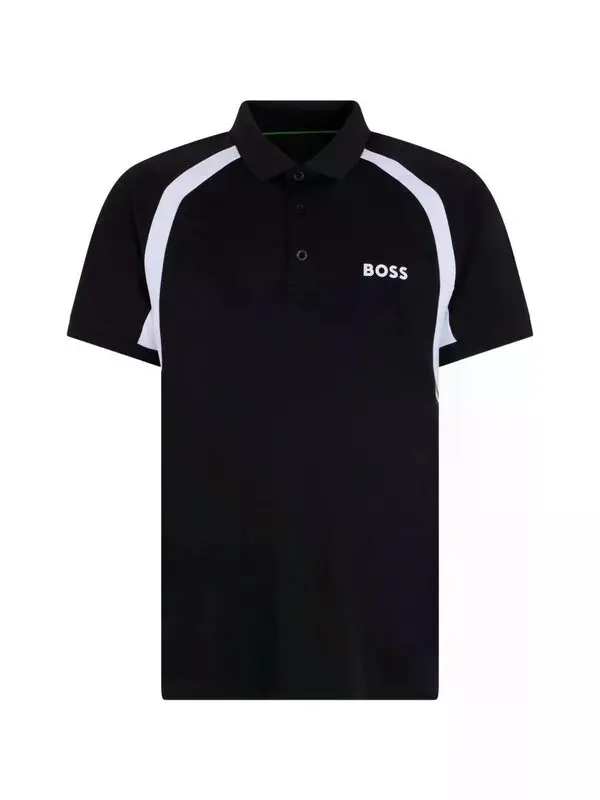 BOSS Contrast-panel Cotton Polo Shirt - Black
