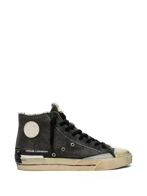 CRIME LONDON Recut High Distressed-effect High-top Sneakers - Grey