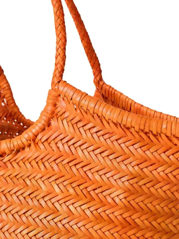 Dragon Diffusion Large Nantucket Woven Leather Shoulder Bag - Orange
