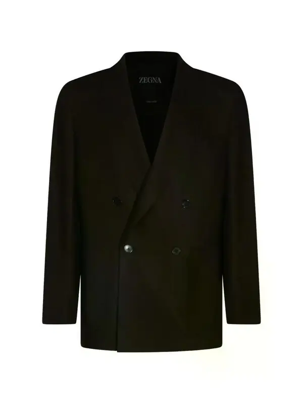 Zegna Oasi Lino Double-breasted Blazer - Brown