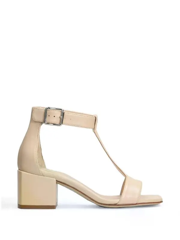 ANNA F. T-bar Block-heel Sandals - Neutrals
