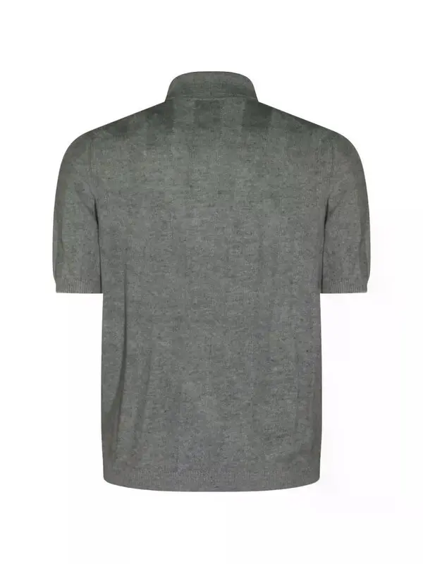 Brunello Cucinelli Ribbed-knit Short-sleeve Shirt - Grey