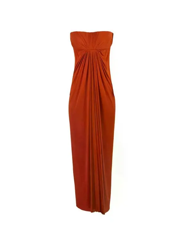 Alberta Ferretti Draped Strapless Dress - Orange