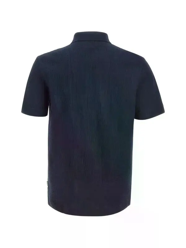 BOSS Checked Jacquard-texture Polo Shirt - Blue