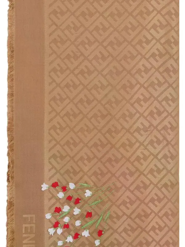 Fendi Ff Jacquard Floral-embroidered Shawl
