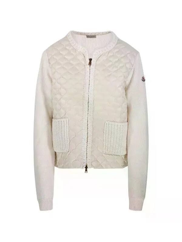 Moncler Panelled Quilted Cardigan - Neutrals