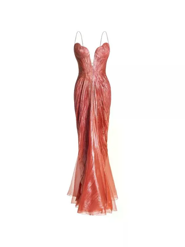 MARIA LUCIA HOHAN Cecilia Draped V-neck Maxi Dress - Orange