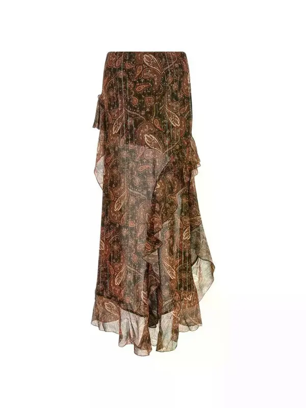Andamane Paisley-print Maxi Skirt - Brown