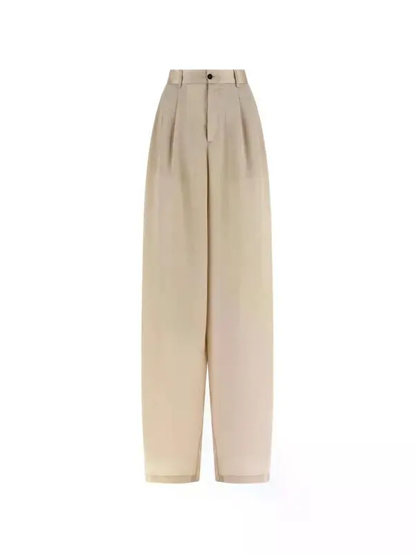 MAISON JEJIA Crinkled-effect Piped Tailored Trousers - Neutrals