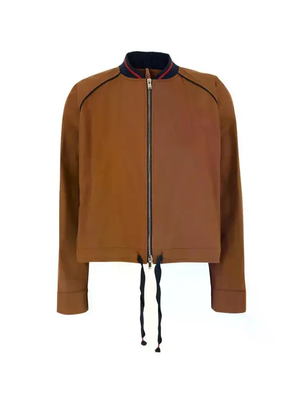 MERCI Striped-trim Bomber Jacket - Brown