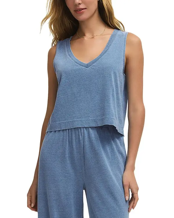 Z Supply Sloane V Neck Denim Tank - Santorini Indigo