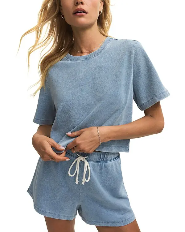 Z Supply Knit Denim Sweatshirt - Ocean Air Indigo