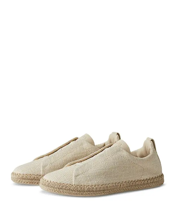Zegna Triple Stitch Espadrille Flats - Off White