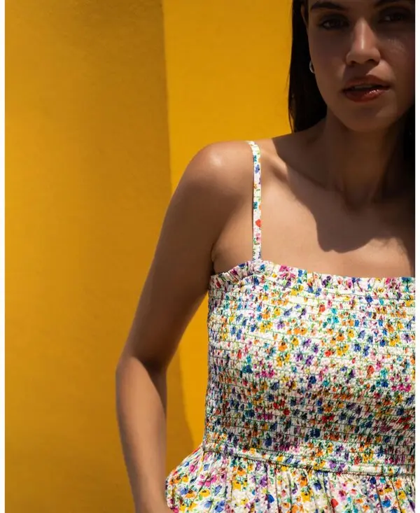 CHANGE OF SCENERY Kristen Printed Tiered Midi Dress - Wildflower Fields