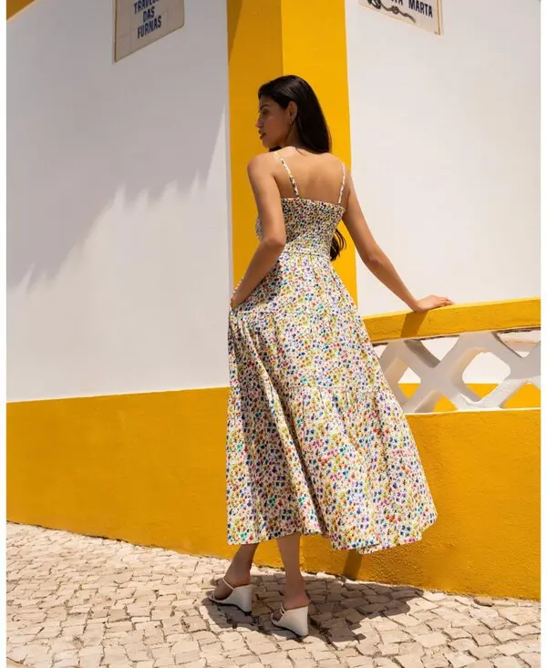 CHANGE OF SCENERY Kristen Printed Tiered Midi Dress - Wildflower Fields