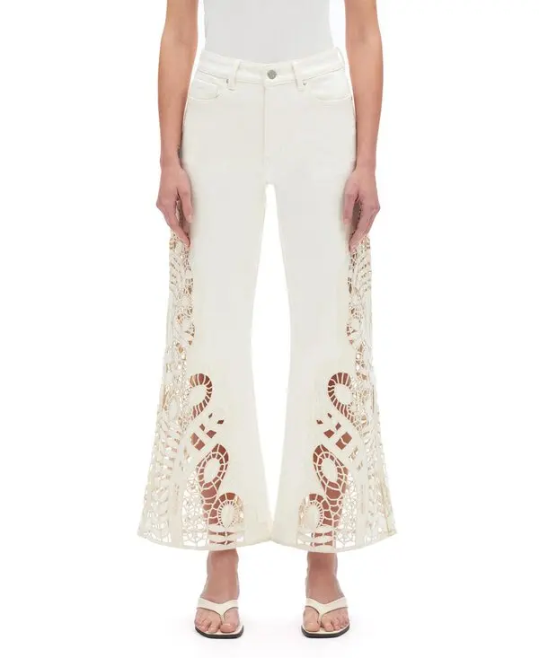 BAYEAS Embroidered Lace High Rise Wide Leg Pants