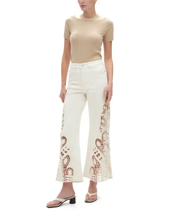 BAYEAS Embroidered Lace High Rise Wide Leg Pants