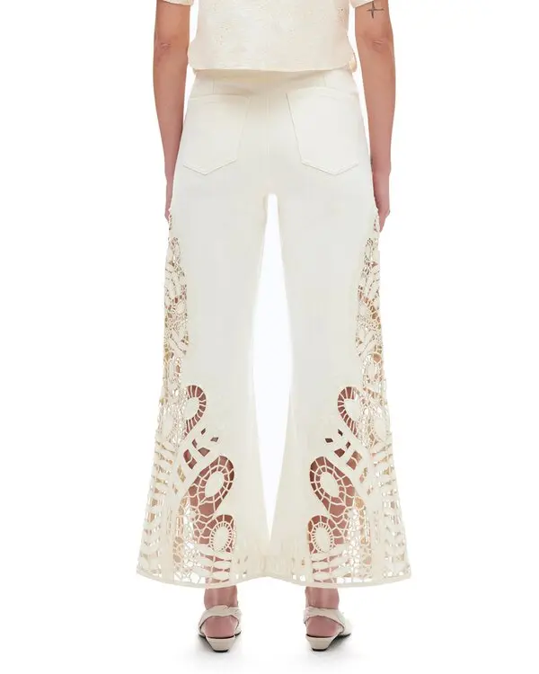 BAYEAS Embroidered Lace High Rise Wide Leg Pants