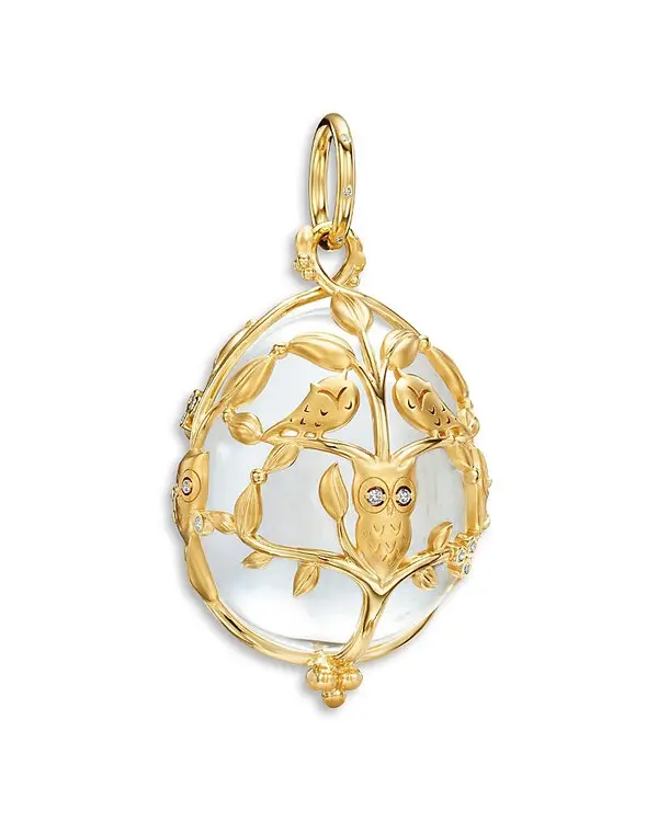 Temple St. Clair 18k Yellow Fj Crystal & Diamond Owlwood Amulet Pendant - Gold