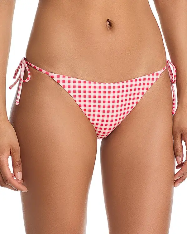 Aqua String Bikini Bottom - Gingham