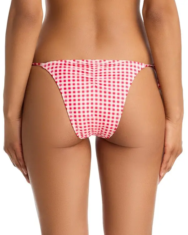 Aqua String Bikini Bottom - Gingham