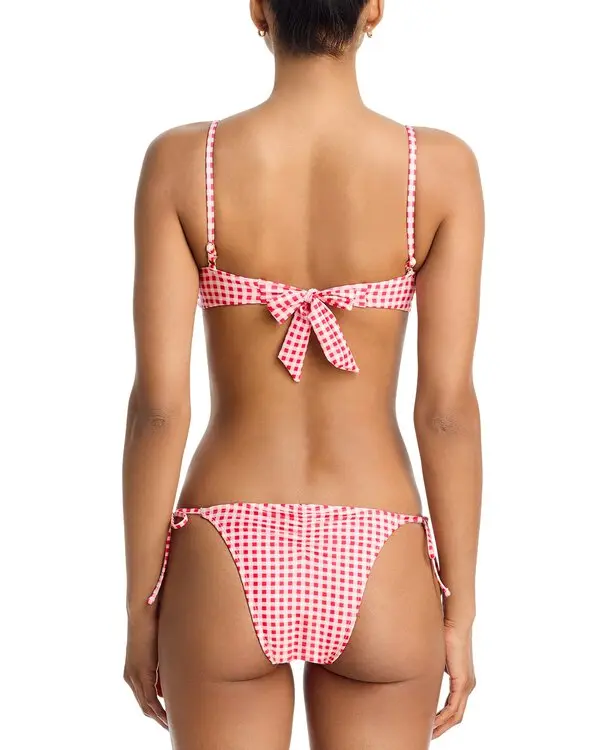 Aqua String Bikini Bottom - Gingham