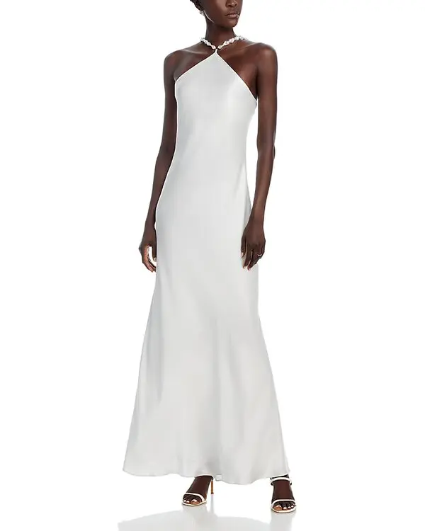 Staud Cadence Halter Maxi Dress - Pearl