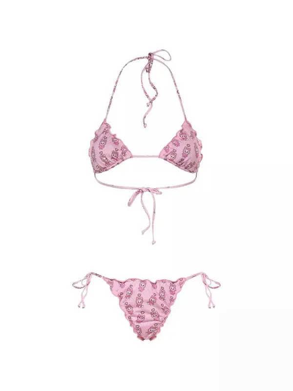 MC2 SAINT BARTH Ruffled-trims Bikini - Pink
