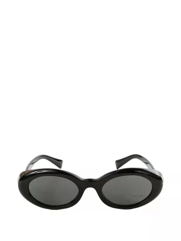 Miu Miu Logo-plaque Oval-frame Sunglasses - Black