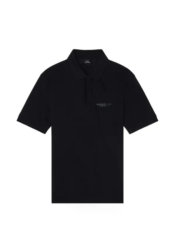 Armani Exchange Logo-print Short-sleeve Polo Shirt - Black