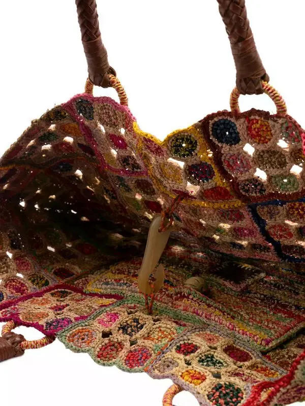 JAMIN PUECH Mosaique Raffia Tote Bag