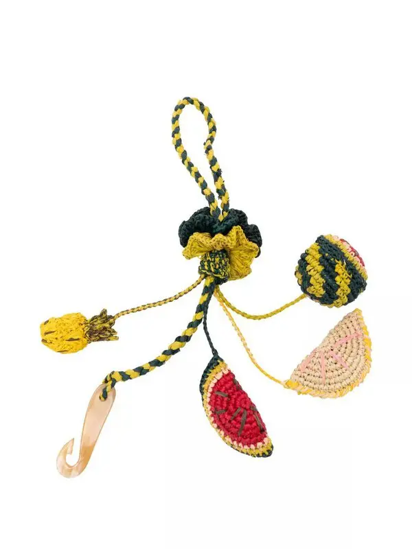 JAMIN PUECH Fruit-charm Raffia Bag Charm - Yellow