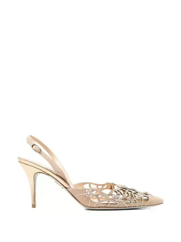 Rene Caovilla Eden Crystal-embellished Laser-cut Pumps - Neutrals