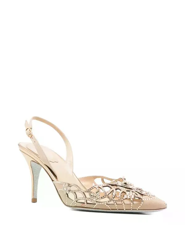 Rene Caovilla Eden Crystal-embellished Laser-cut Pumps