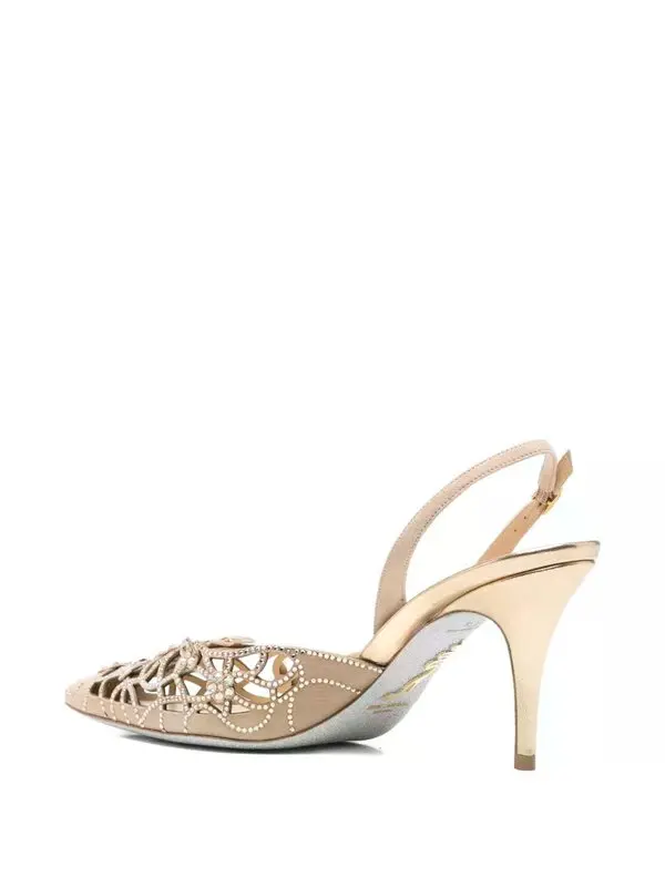 Rene Caovilla Eden Crystal-embellished Laser-cut Pumps