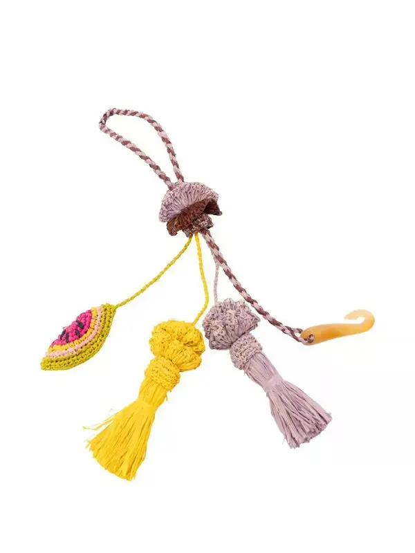 JAMIN PUECH Raffia Tassel Bag Charm - Purple