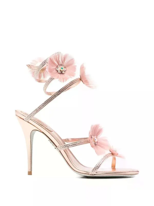 Rene Caovilla Jolene Floral-embellished Sandals - Pink